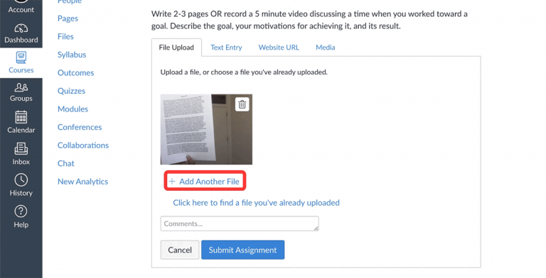 How to Upload Assignments in Canvas - North Orange Continuing Education