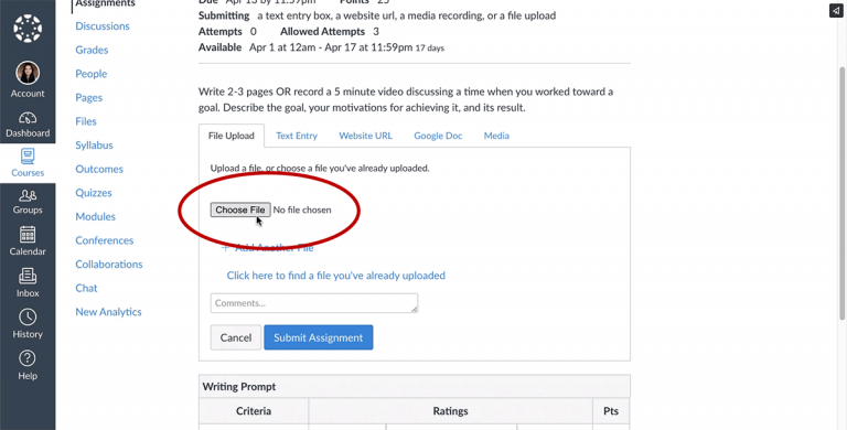 How to Upload Assignments in Canvas - North Orange Continuing Education