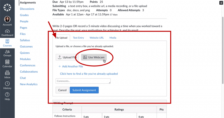 How to Upload Assignments in Canvas - North Orange Continuing Education